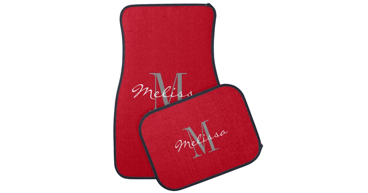 Custom Car Floor Mats - Initial Script Red | Zazzle