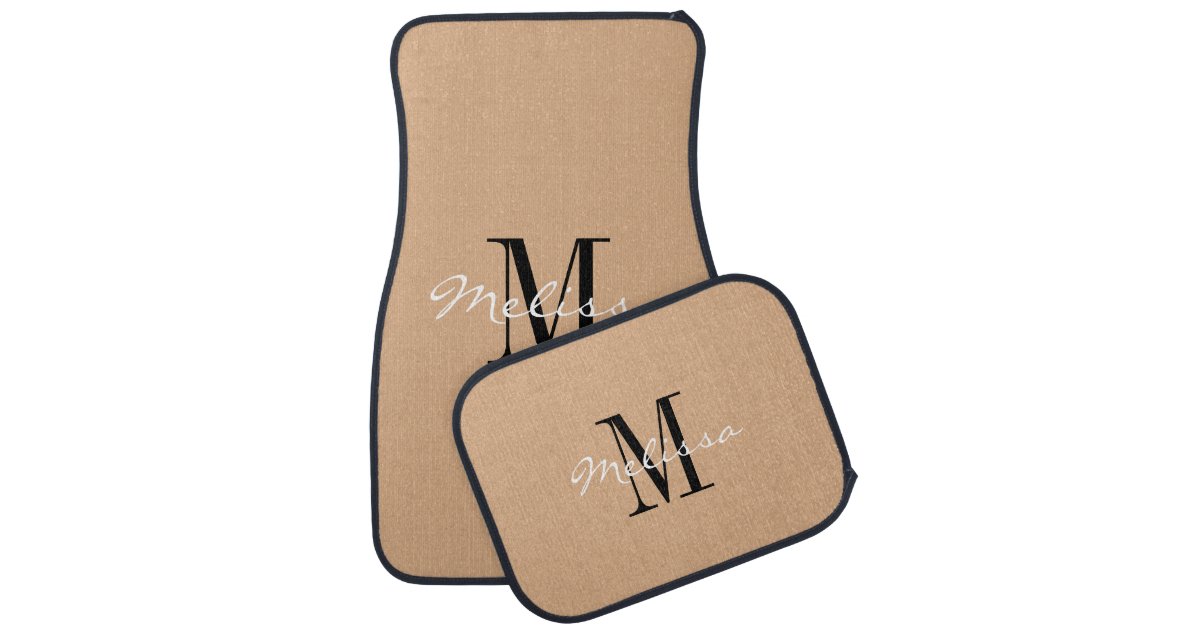 Custom Car Floor Mats - Initial Script Tan | Zazzle