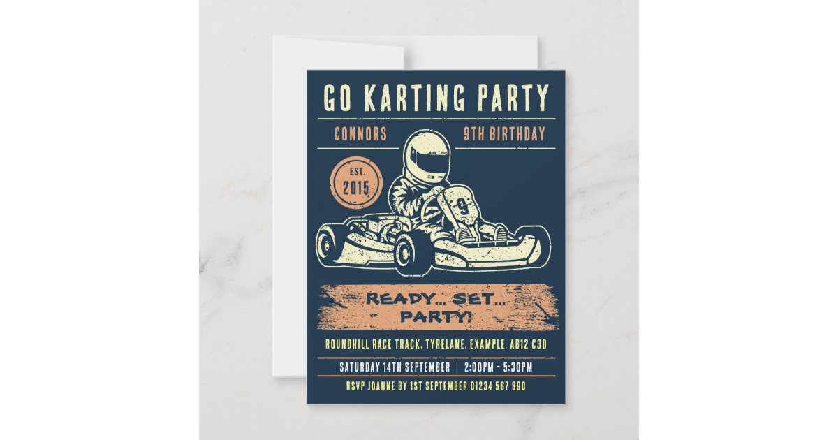 Custom Car Number Go Karting Party Invitation | Zazzle