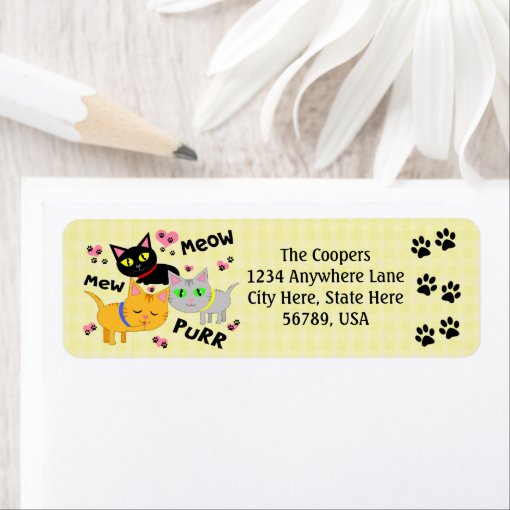 Custom Cat Art Return Address Labels | Zazzle