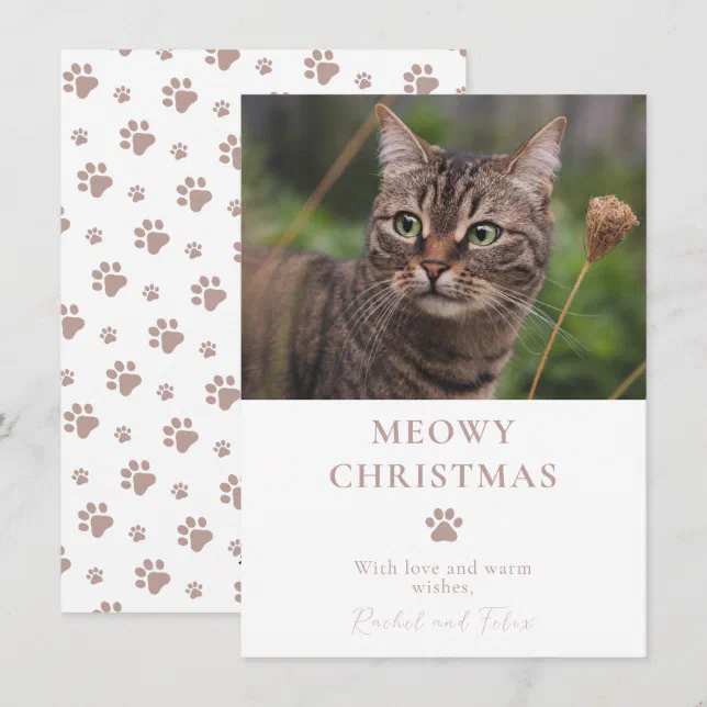 Custom Cat Photo Christmas Holiday Card | Zazzle