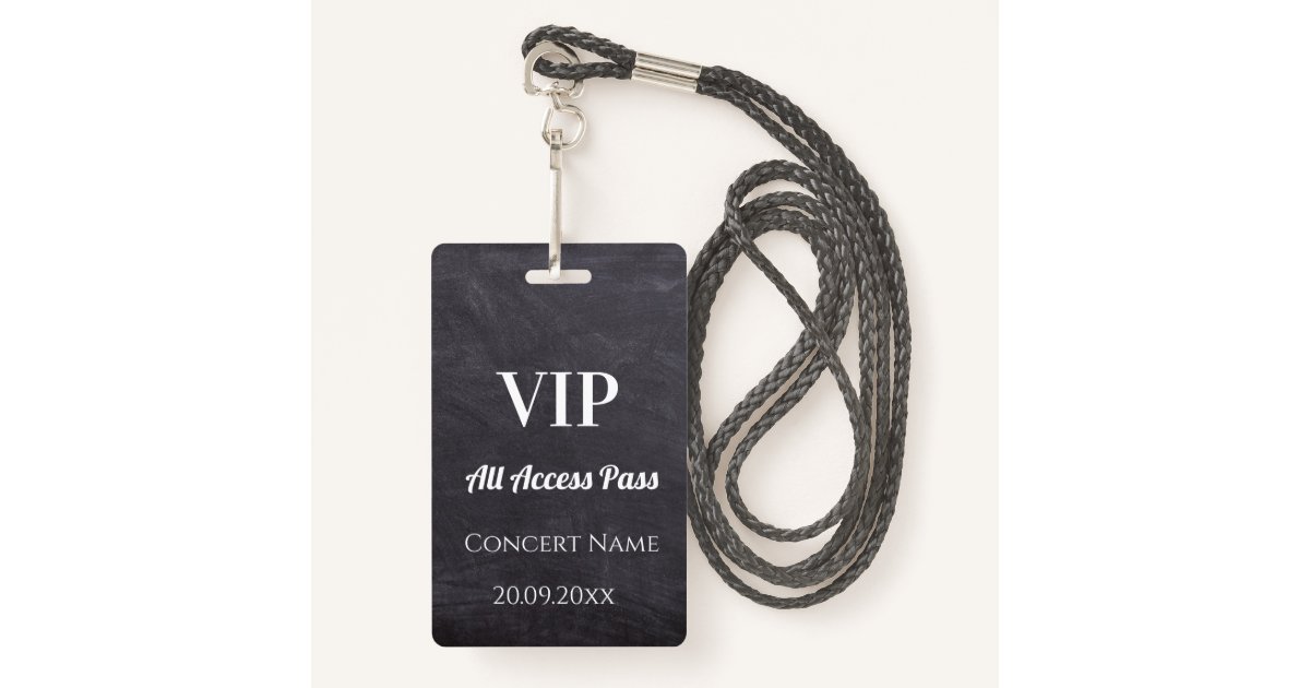 Custom Chalkboard Name Date VIP Access Pass Badge | Zazzle