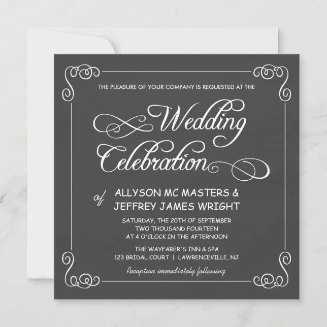 Custom Chalkboard Wedding Invitations | Zazzle