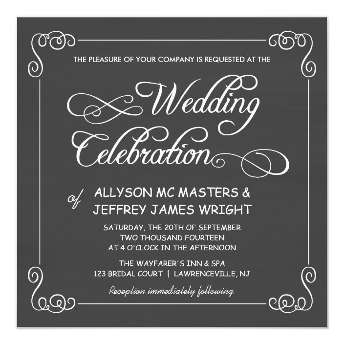 Custom Chalkboard Wedding Invitations | Zazzle.com
