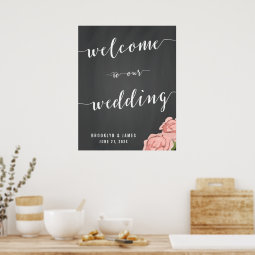 Custom Chalkboard Wedding Reception Sign 22x28 | Zazzle