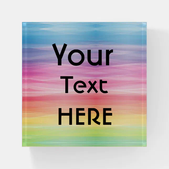 Custom Change The Image and Text Rainbow Picture Paperweight | Zazzle