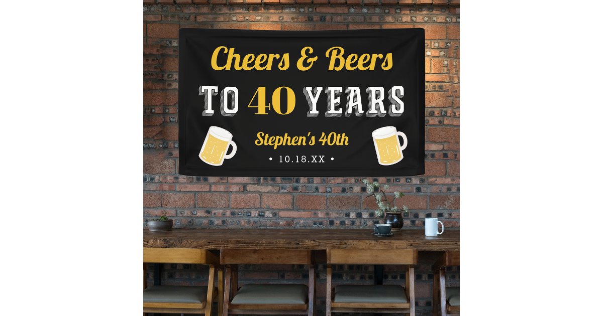 Custom Cheers & Beers Milestone Birthday Party Banner | Zazzle