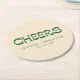 Custom Cheers Green Art Deco Chic Modern Wedding Round Paper Coaster ...
