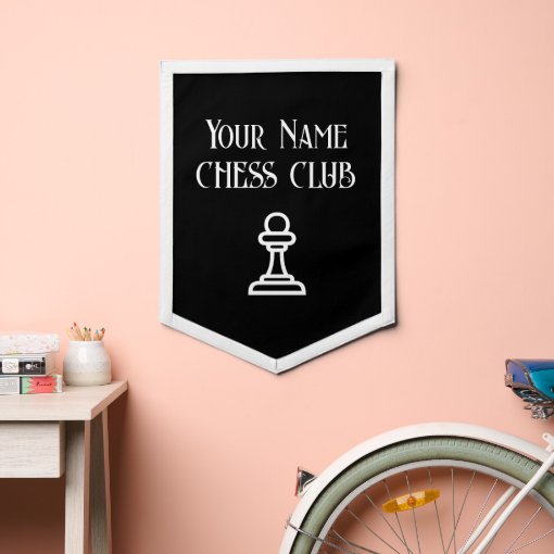 Custom chess club pennant banner with pawn logo | Zazzle