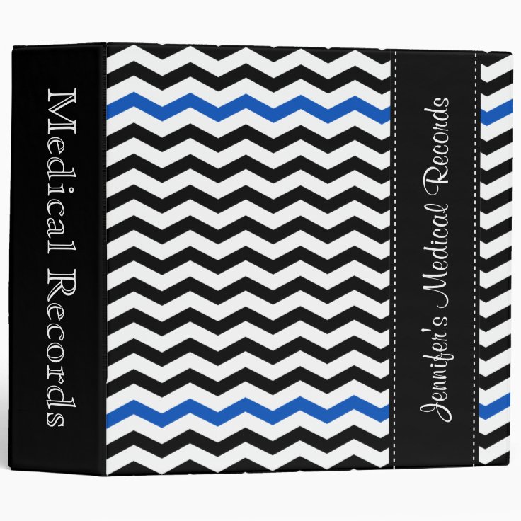 Custom Chevron Blue Medical Records Binder | Zazzle