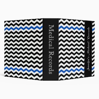 Custom Chevron Blue Medical Records Binder | Zazzle