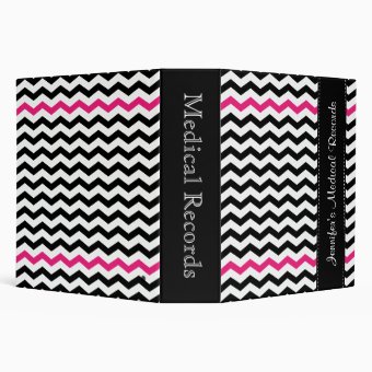 Custom Chevron Pink Medical Records Binder | Zazzle