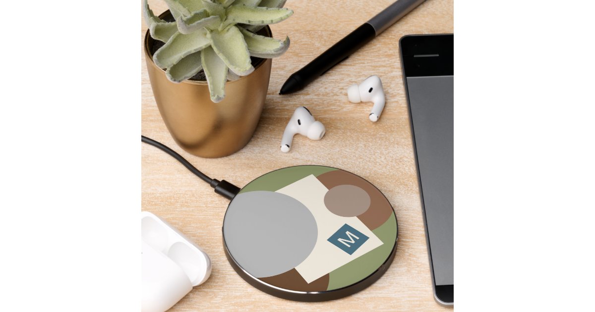 Custom Chic Abstract Geometric Circles Art Pattern Wireless Charger ...
