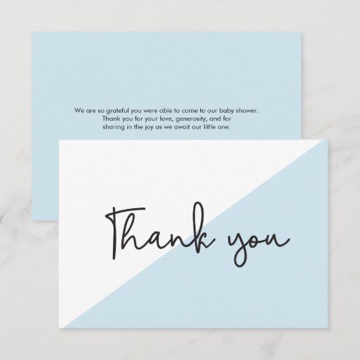 Custom Chic Modern Baby Blue Shower Thank You | Zazzle