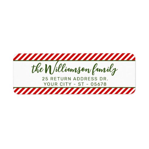 Custom Chic Red White Peppermint Candy Stripes Label | Zazzle