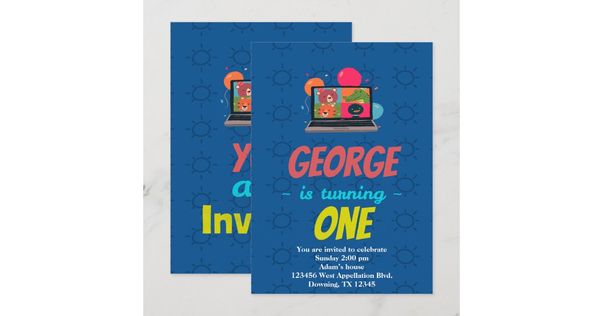 Custom Child's Online Schooling Cartoon Invitation | Zazzle