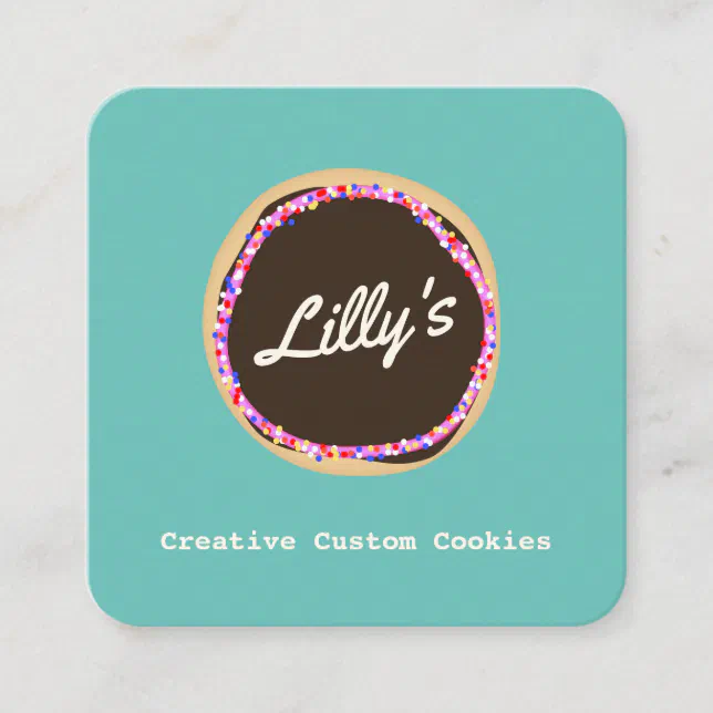Custom Chocolate Cookie Logo Square Business Card | Zazzle