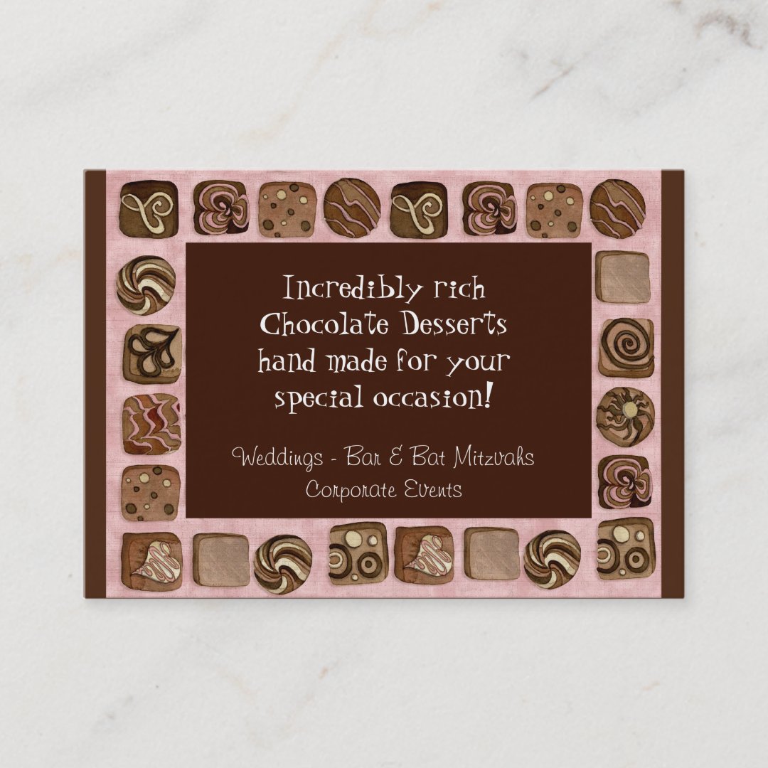 Custom Chocolate Sweet Shoppe Business Cards | Zazzle