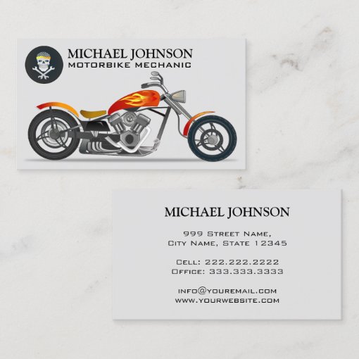 Custom Chopper | Motorbike | Motorcycle Repair Business Card | Zazzle