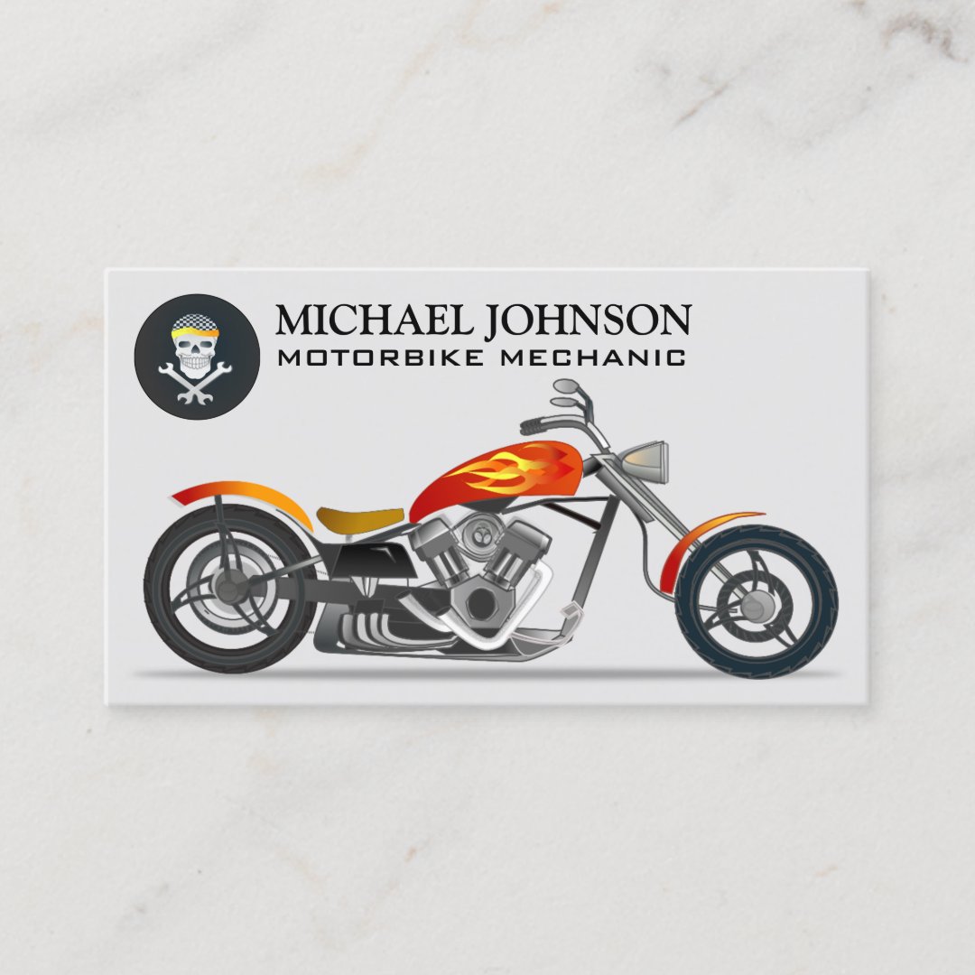 Custom Chopper | Motorbike | Motorcycle Repair Business Card | Zazzle