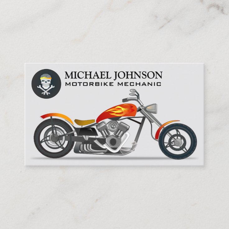 Custom Chopper | Motorbike | Motorcycle Repair Business Card | Zazzle
