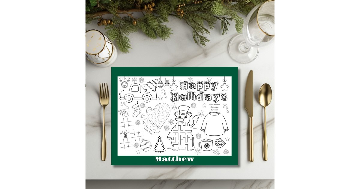 Custom Christmas Activity Placemat Paper Sheet | Zazzle