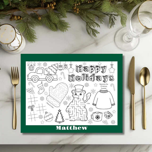Custom Christmas Activity Placemat Paper Sheet | Zazzle