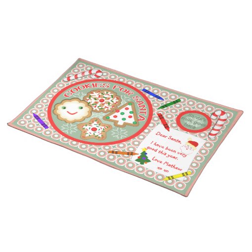 Custom Christmas Cookies For Santa Placemat | Zazzle