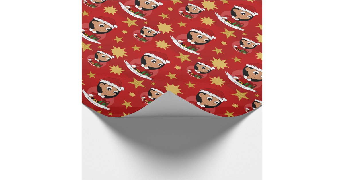 Custom christmas girl cartoon wrapping paper | Zazzle