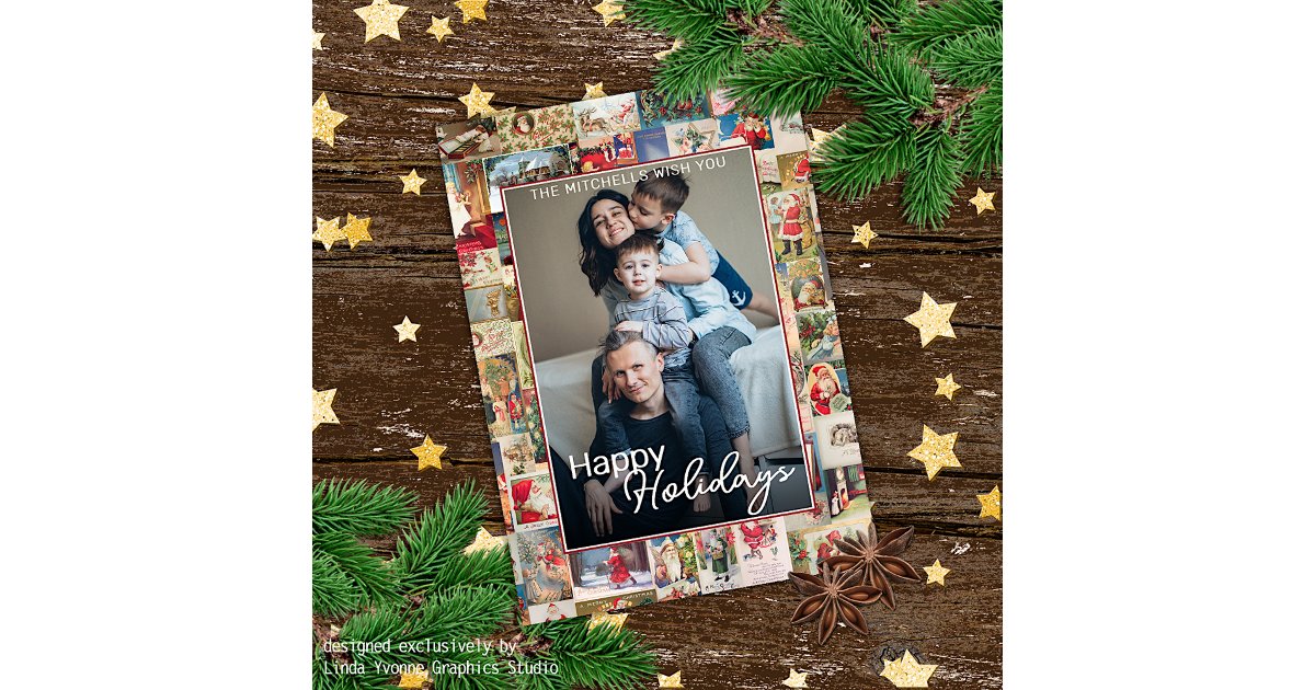 Custom Christmas Greetings Pattern Holiday Card | Zazzle