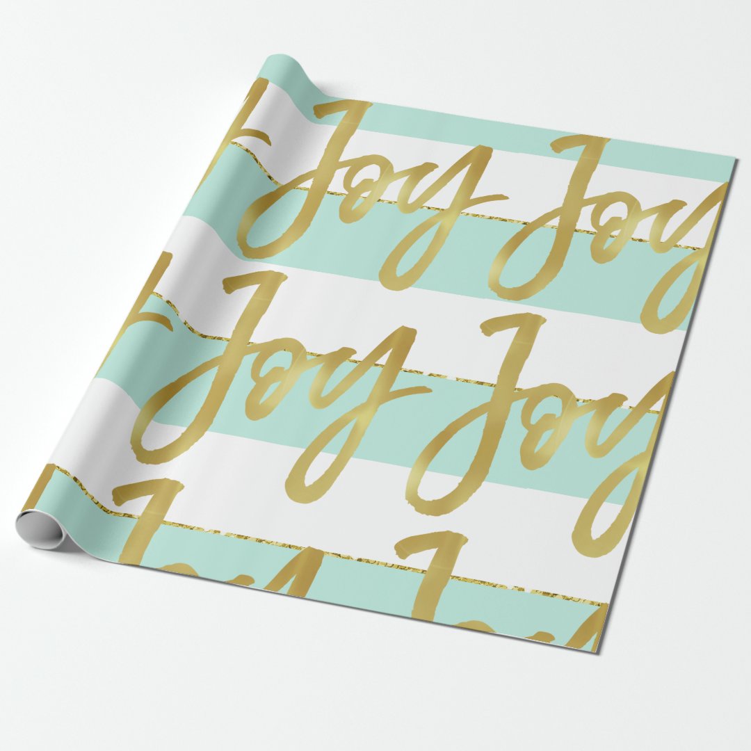 Custom Christmas Holiday Greeting Mint Joy. Wrapping Paper | Zazzle