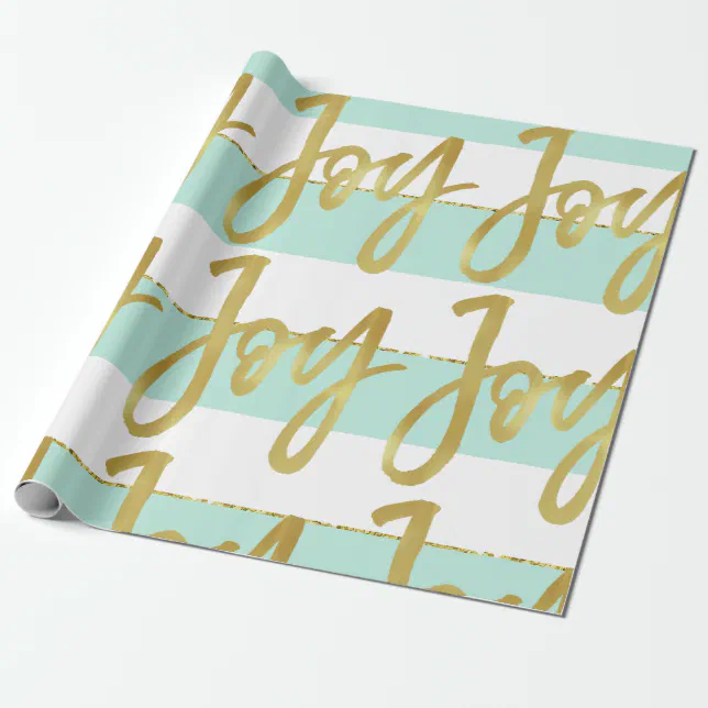 Custom Christmas Holiday Greeting Mint Joy. Wrapping Paper | Zazzle