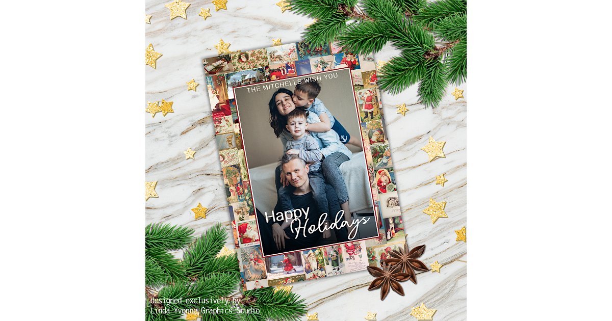 Custom Christmas Holiday Greetings Pattern Holiday Card | Zazzle