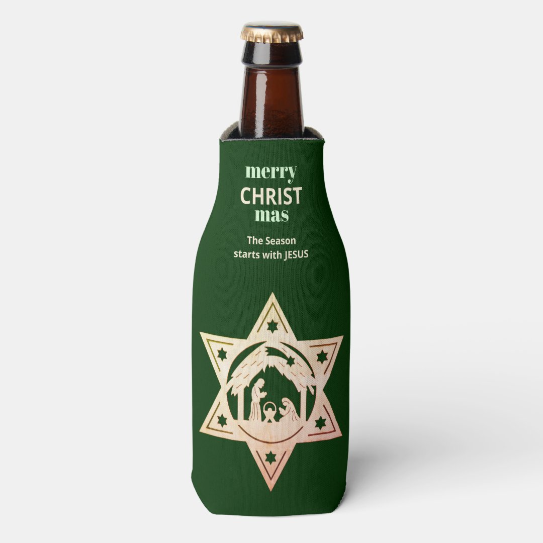 Custom Christmas Nativity Bottle Cooler | Zazzle
