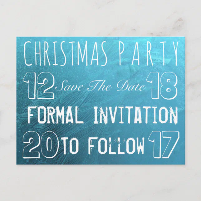 Custom Christmas Party Save The Date Frozen Ice Announcement Postcard ...