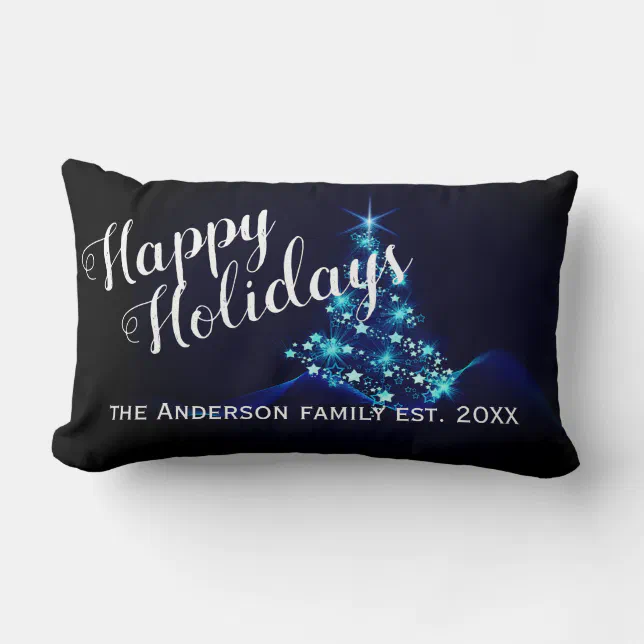 custom Christmas pillow blue tree design | Zazzle