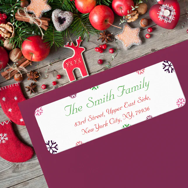 Custom Christmas Snowflakes Return Address Label | Zazzle