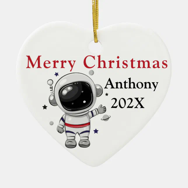 Custom Christmas Tree Astronaut Ceramic Ornament | Zazzle