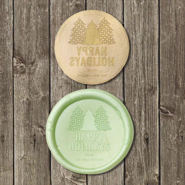 Custom Christmas Tree Happy Holidays Family Wax Seal Stamp | Zazzle