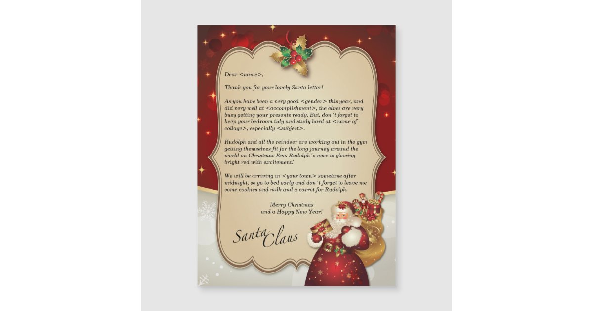 Custom Christmas vintage red letter from Santa… | Zazzle