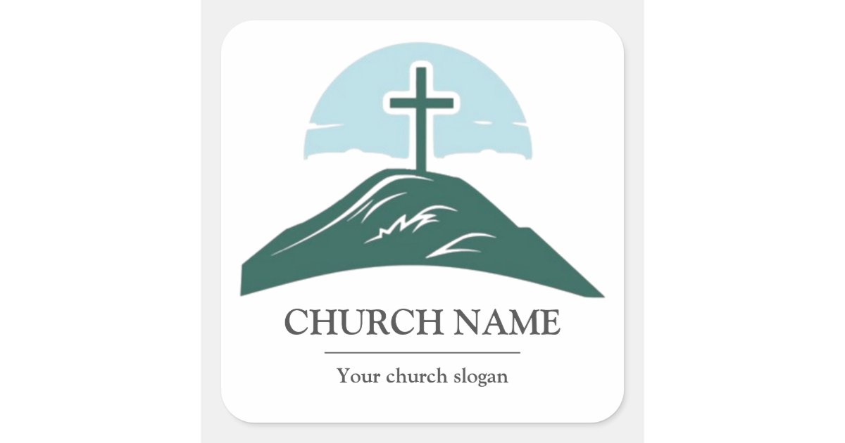 Custom Church Logo Branded Square Sticker | Zazzle