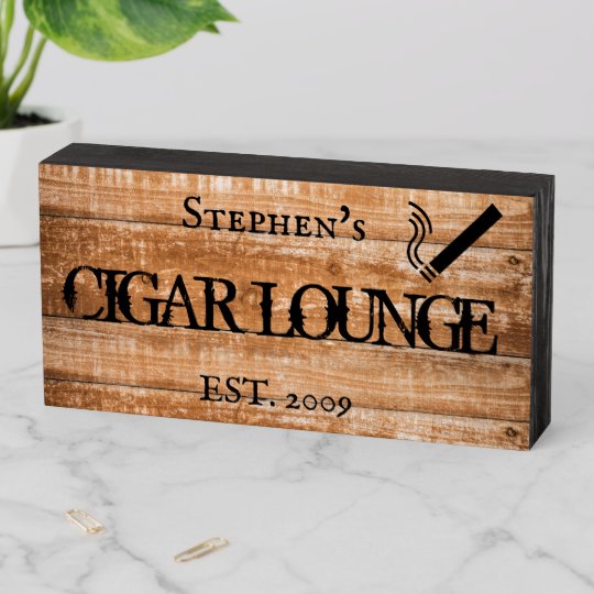 Custom Cigar Lounge Bar Personalized Gift Wooden Box Sign | Zazzle.com