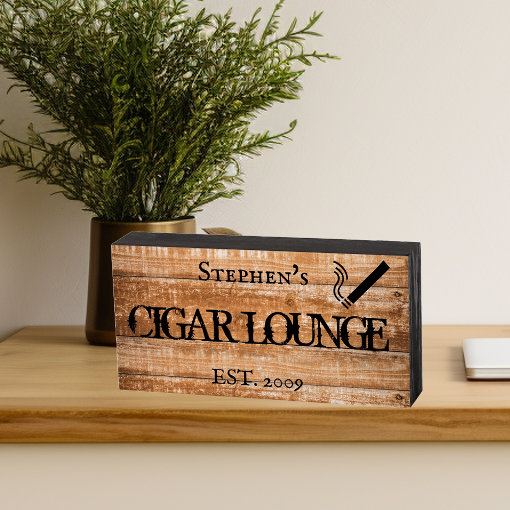 Custom Cigar Lounge Bar Personalized Gift Wooden Box Sign | Zazzle