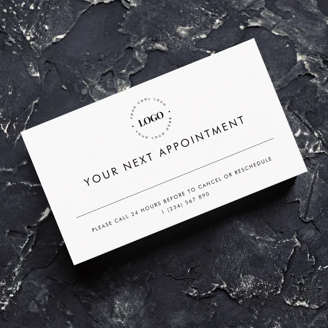 Custom Circle Logo Plain Business Appointment Card | Zazzle