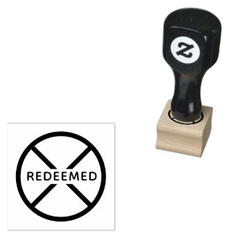 Custom Circular Cross Redeemed Rubber Stamp | Zazzle