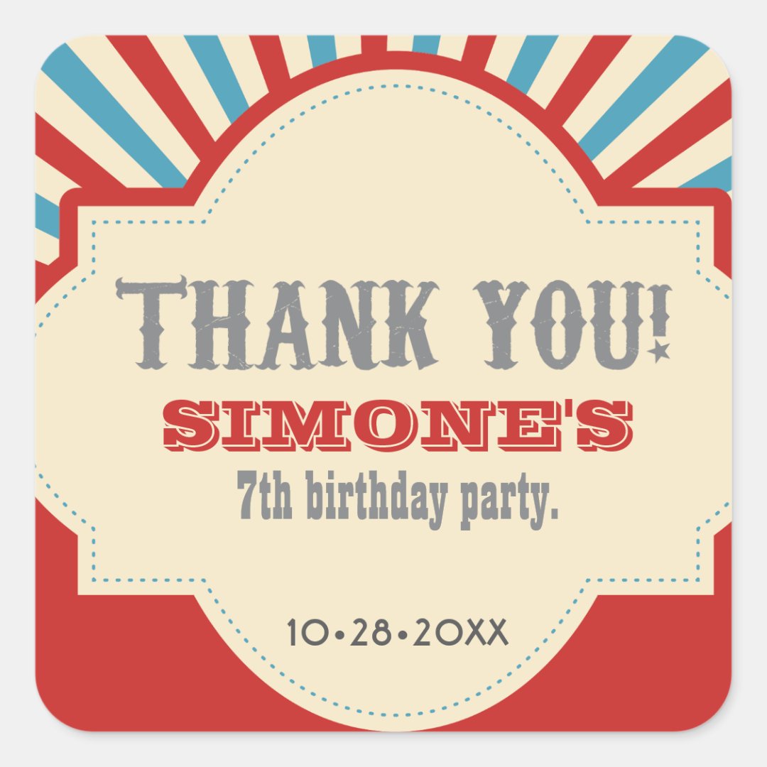 Custom, Circus Themed Party giveaway stickers | Zazzle
