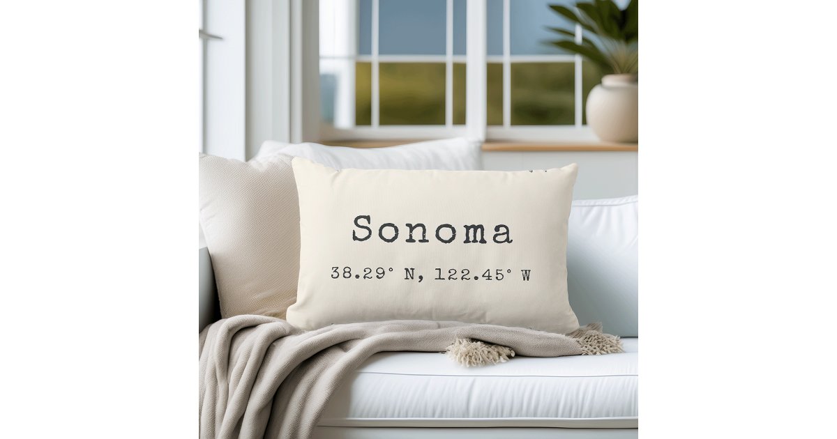 Custom City Coordinates Throw Pillow | Ivory | Zazzle