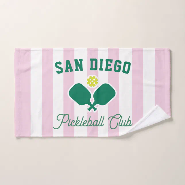 Custom City Pickleball Preppy Sports Hand Towel | Zazzle