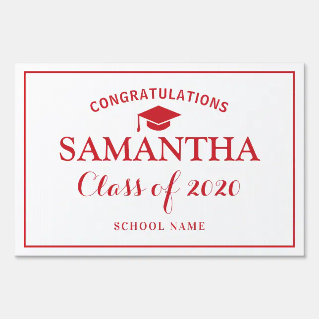 Custom Class of 2020 Graduation Flame Scarlet Sign | Zazzle