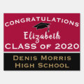 Custom Class of 2020 Graduation Red and Black Lawn Sign | Zazzle